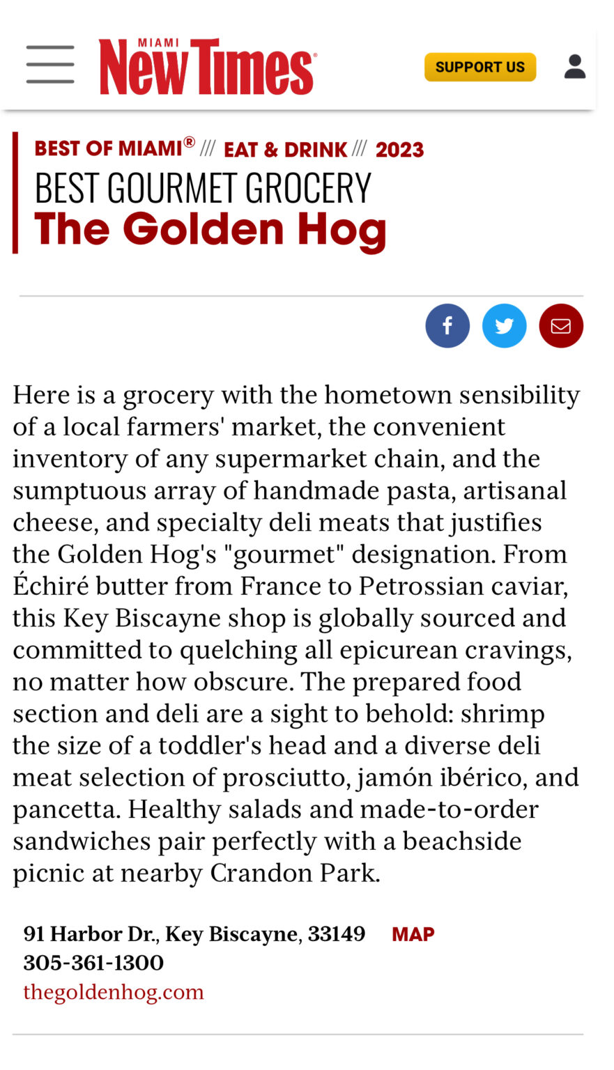 The Hog In The News - The Golden Hog - Key Biscayne FL